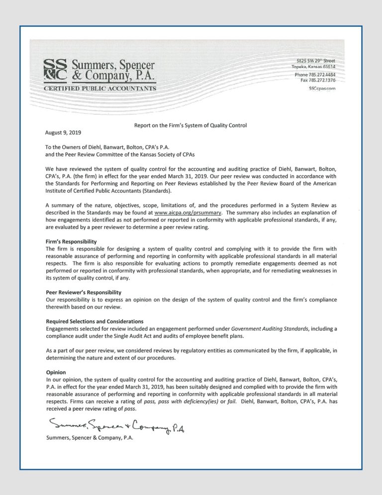Peer Review Letter – Diehl Banwart Bolton